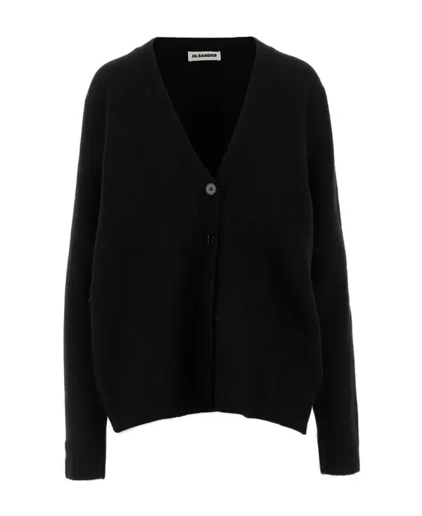 JIL SANDER V-neck Long-sleeved Cardigan - Black
