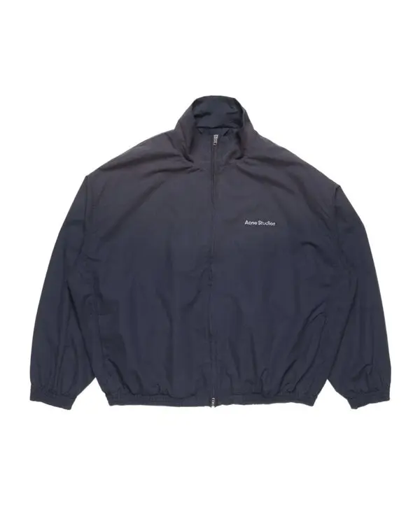 Acne Studios Logo Printed Zip-up Jacket - Navy Blue