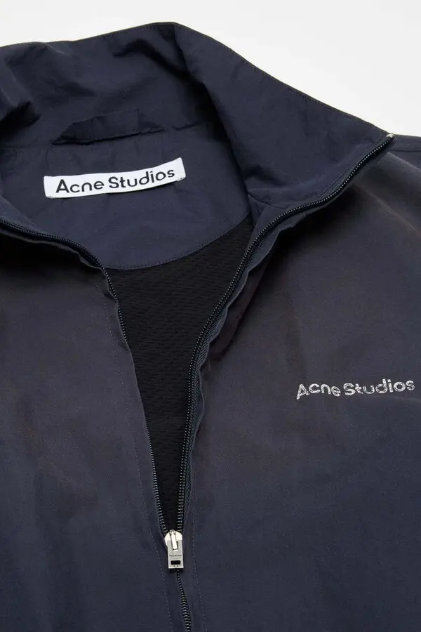 Acne Studios Logo Printed Zip-up Jacket - Navy Blue