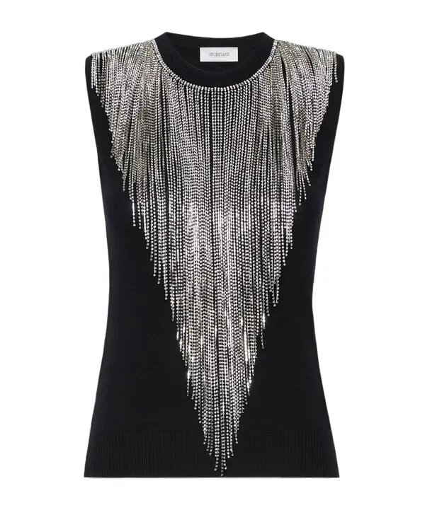 Sportmax Embellished Sleeveless Knit Top - Black