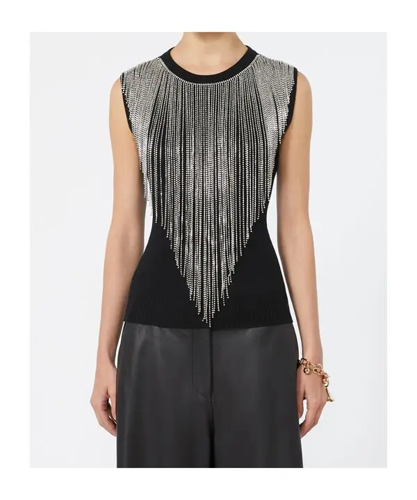 Sportmax Embellished Sleeveless Knit Top - Black