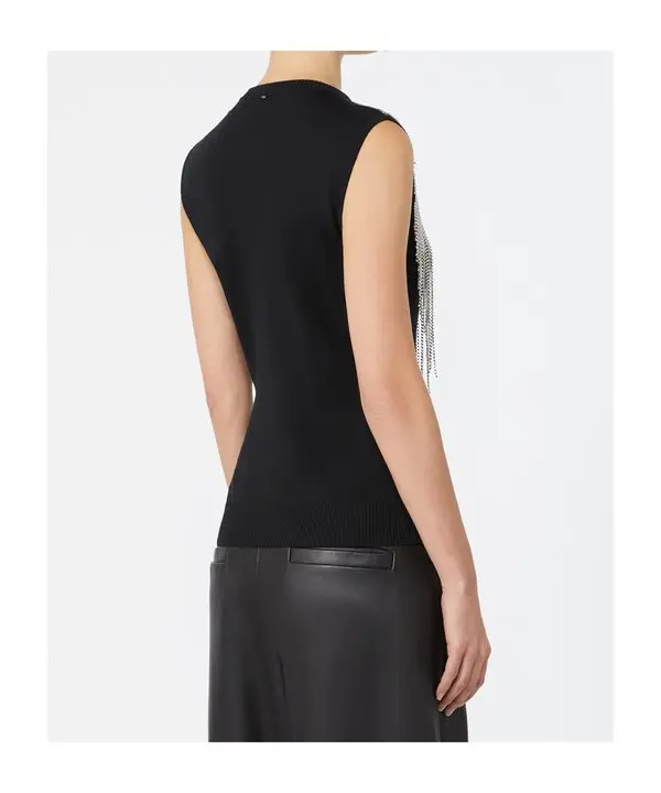 Sportmax Embellished Sleeveless Knit Top - Black