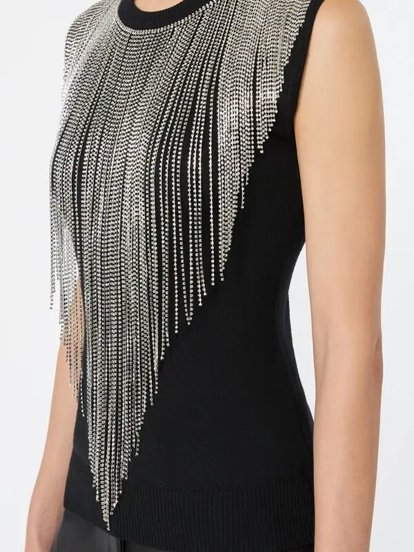 Sportmax Embellished Sleeveless Knit Top - Black