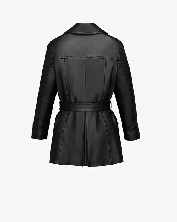 Saint Laurent Belted Jacket In Lambskin