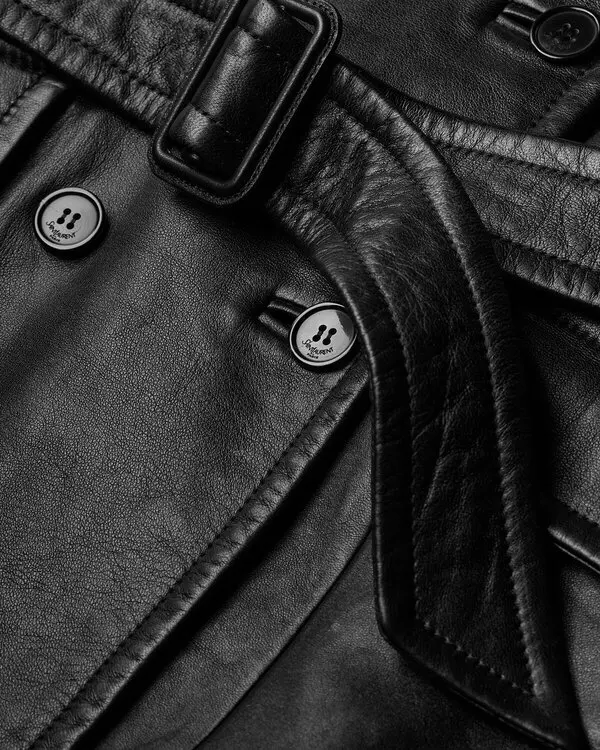 Saint Laurent Belted Jacket In Lambskin