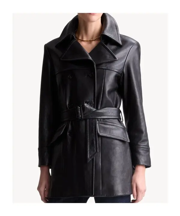 Saint Laurent Belted Jacket In Lambskin