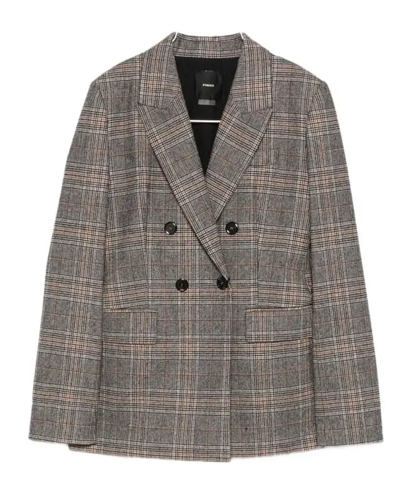 Pinko Checked Double-breasted Fitted Jacket