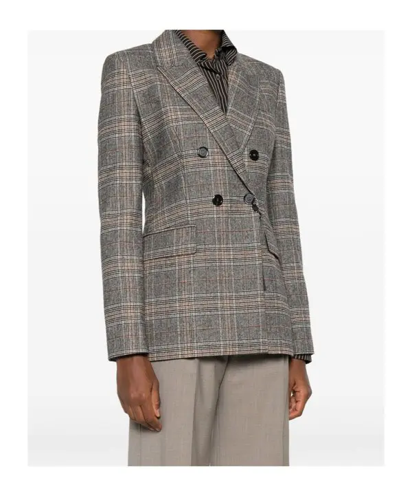 Pinko Checked Double-breasted Fitted Jacket