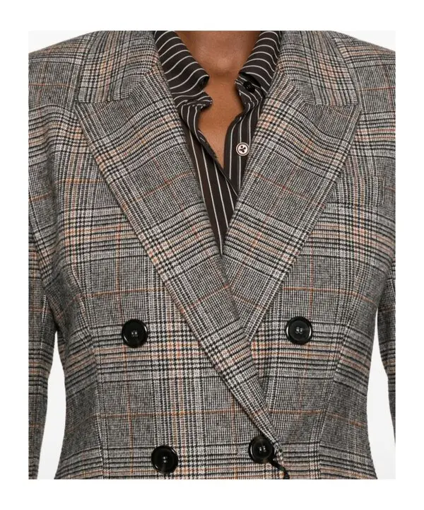 Pinko Checked Double-breasted Fitted Jacket