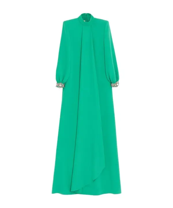 Valentino Garavani Embroidered Couture Cady Long Dress - Aqua Green/silver