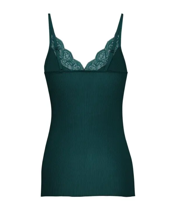 Saint Laurent Lace-trimmed Ribbed Camisole Top