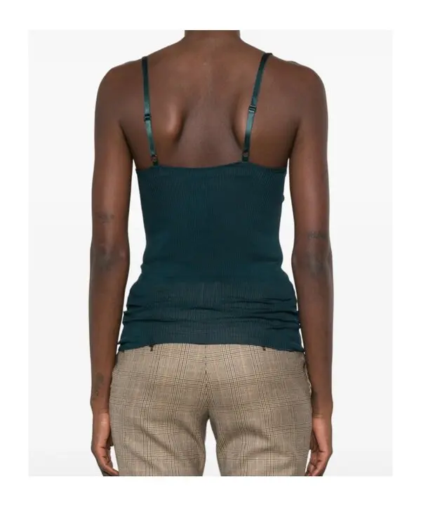 Saint Laurent Lace-trimmed Ribbed Camisole Top