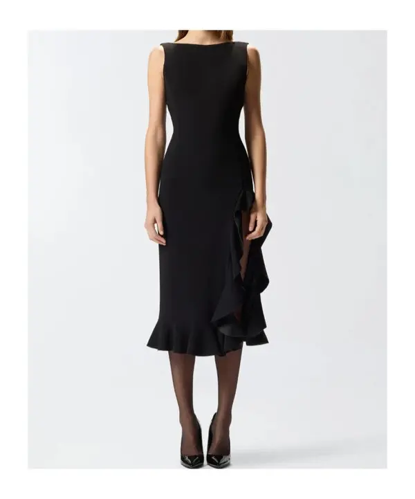Pinko Off-the-shoulder Midi Dress With Ruffled Accents