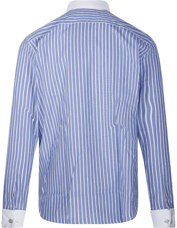 Dior Contrast Collar Striped Long-sleeve Shirt