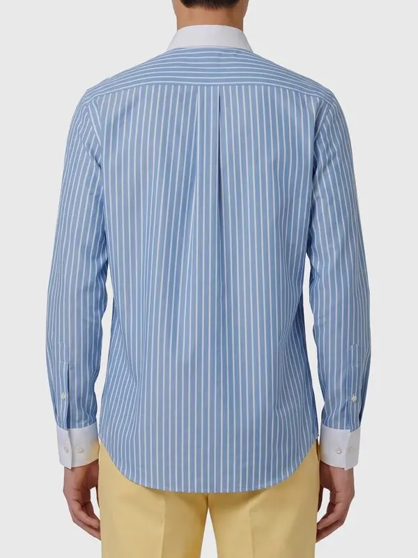Dior Contrast Collar Striped Long-sleeve Shirt