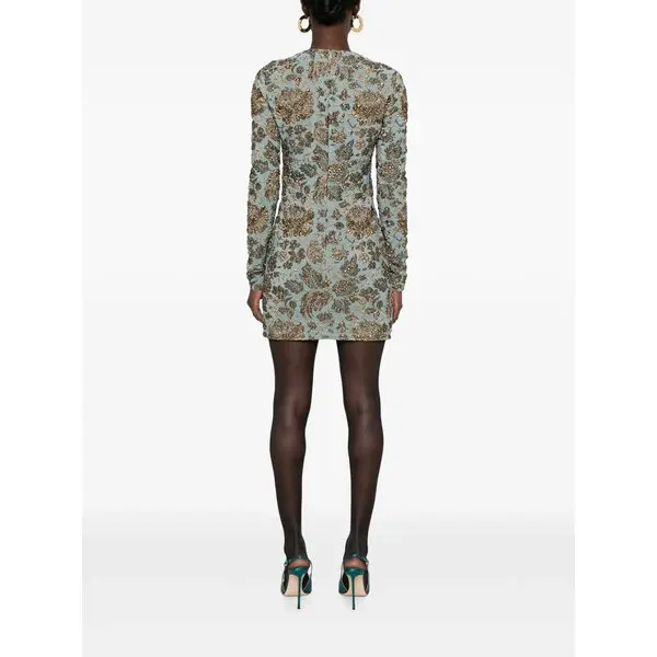 Saint Laurent Long-sleeved V-neck Mini Dress - No