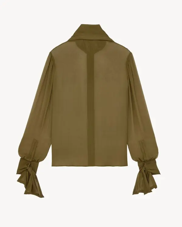 Saint Laurent Silk-crepe Muslin Tie Shirt