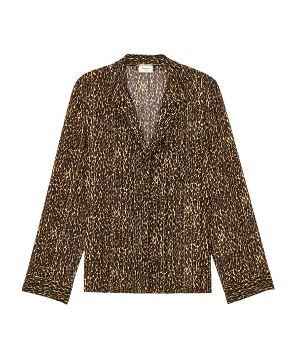 Saint Laurent Pajama Blouse In Lurex Stripe Silk Georgette - Beige/brown/black