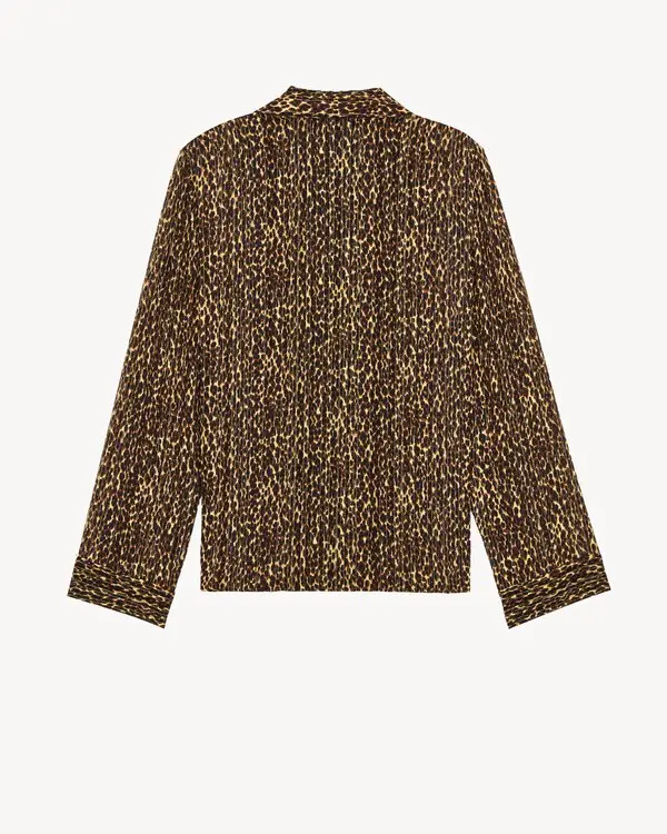 Saint Laurent Pajama Blouse In Lurex Stripe Silk Georgette