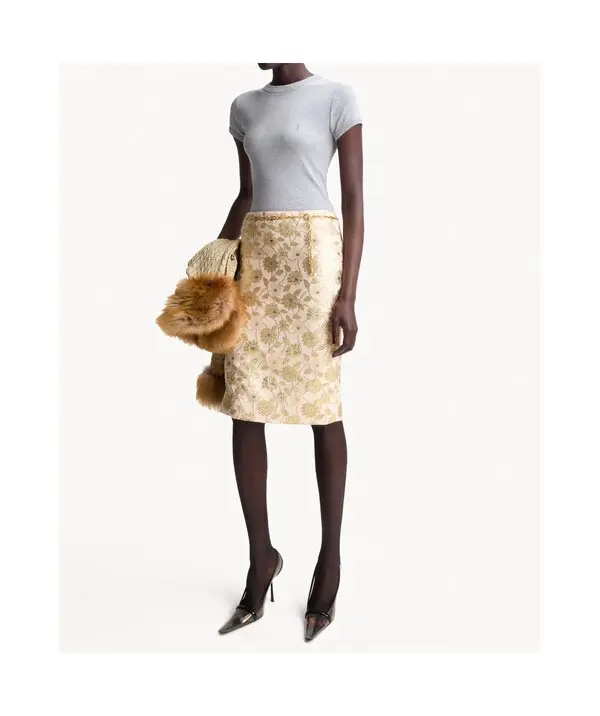 Saint Laurent Brocade Midi Skirt