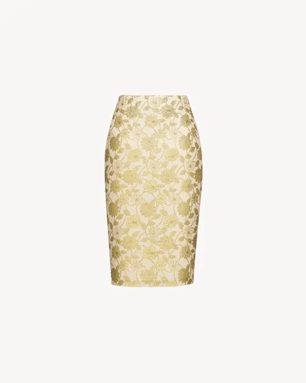 Saint Laurent Brocade Midi Skirt