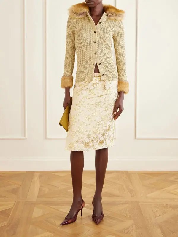 Saint Laurent Brocade Midi Skirt
