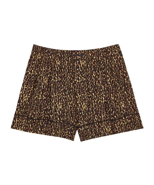 Saint Laurent Pajama-style Shorts - Beige/brown/black