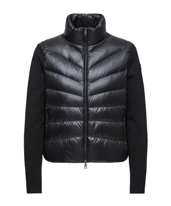 Moncler Padded Wool Zip-up Cardigan - Black