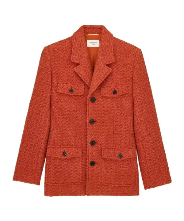 Saint Laurent Single-breasted Jacket In Tweed