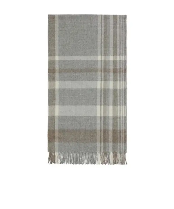 Max Mara Checkered Fringed Scarf