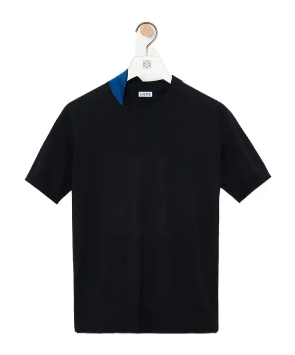 Loewe Short-sleeved Knit Top - Black/navy Blue