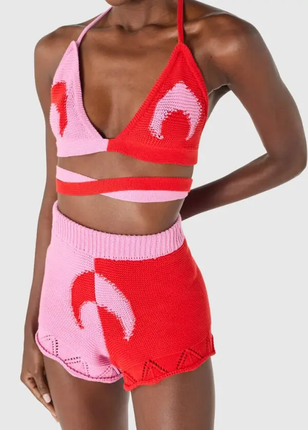 MARINE SERRE Crochet Knit Shorts