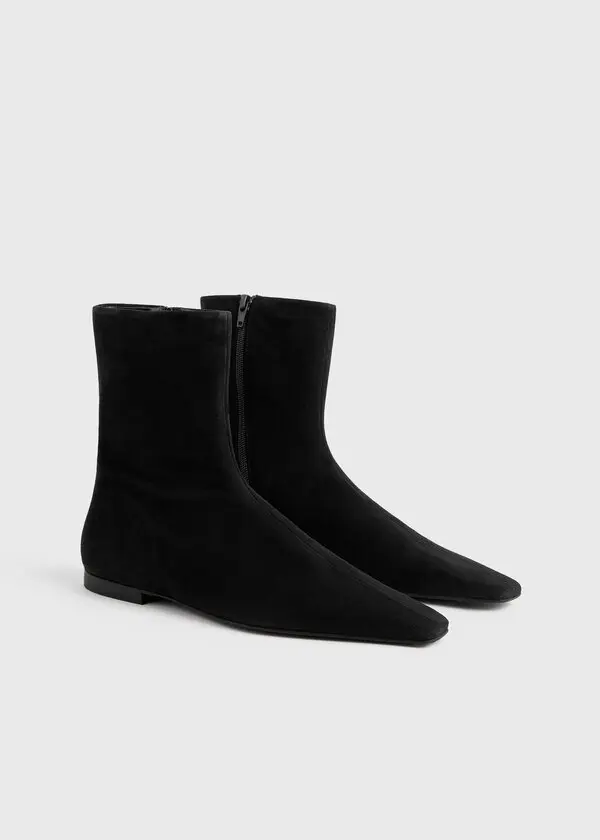 TOTEME Zipped Suede Pointed-toe Boots