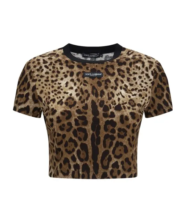 Dolce & Gabbana Leopard Print Crewneck T-shirt - Black