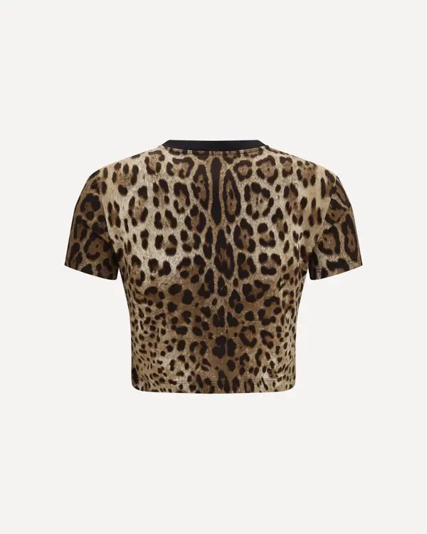 Dolce & Gabbana Leopard Print Cropped T-shirt - Black