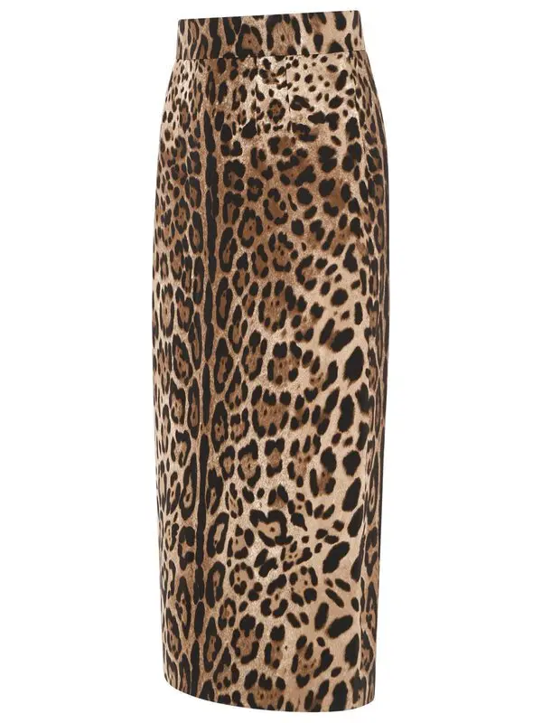 Dolce & Gabbana Leopard Print Midi Skirt - Black
