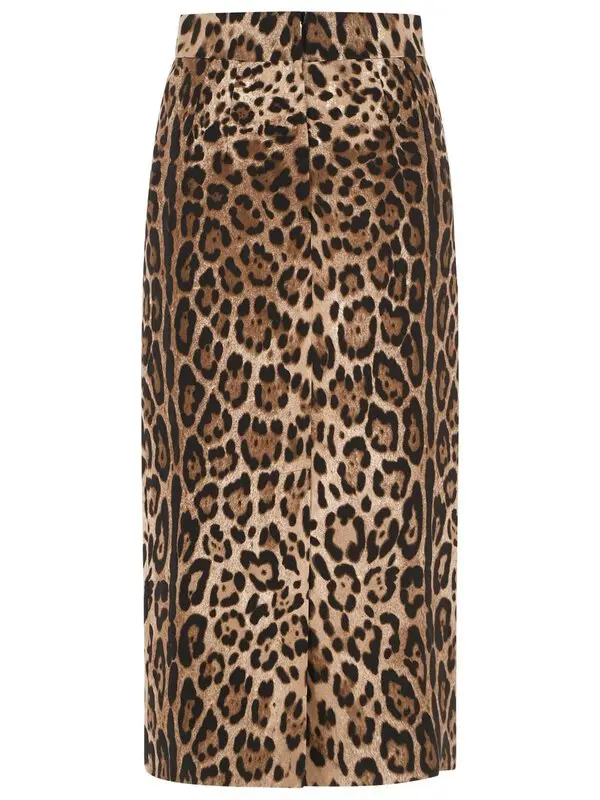 Dolce & Gabbana Leopard Print Midi Skirt - Black