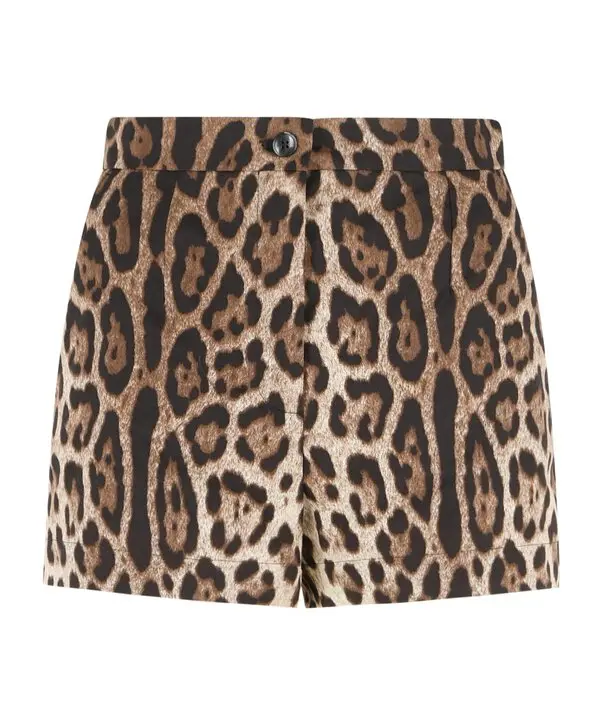 Dolce & Gabbana Leopard Print High-waisted Shorts - Nude