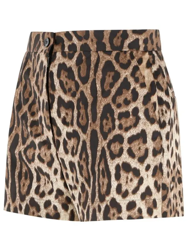 Dolce & Gabbana Leopard Print High-waisted Shorts - Nude