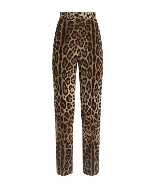 Dolce & Gabbana Leo-print Wool Trousers - Black
