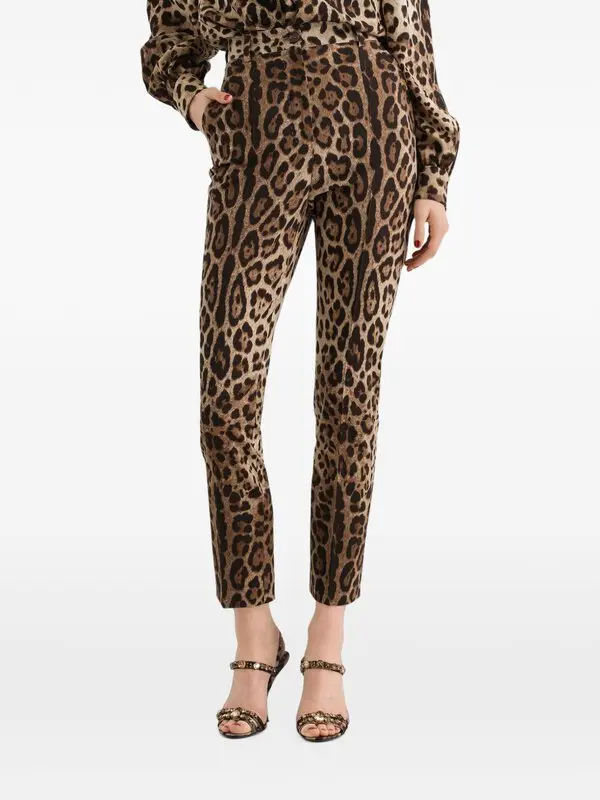 Dolce & Gabbana Leopard Print Wool Trousers - Black