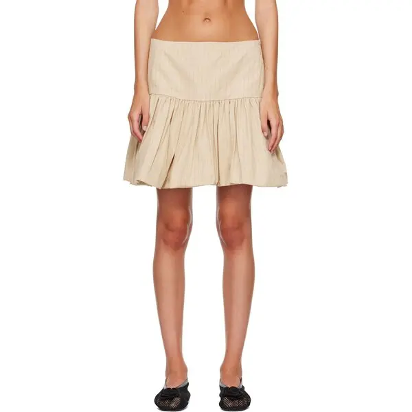 GANNI Striped Mini Skirt - Nude