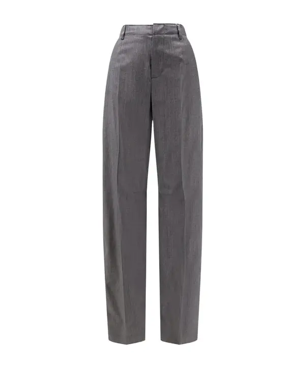 MAISON MARGIELA Wide-leg Wool Cotton Tailored Trousers - Gray