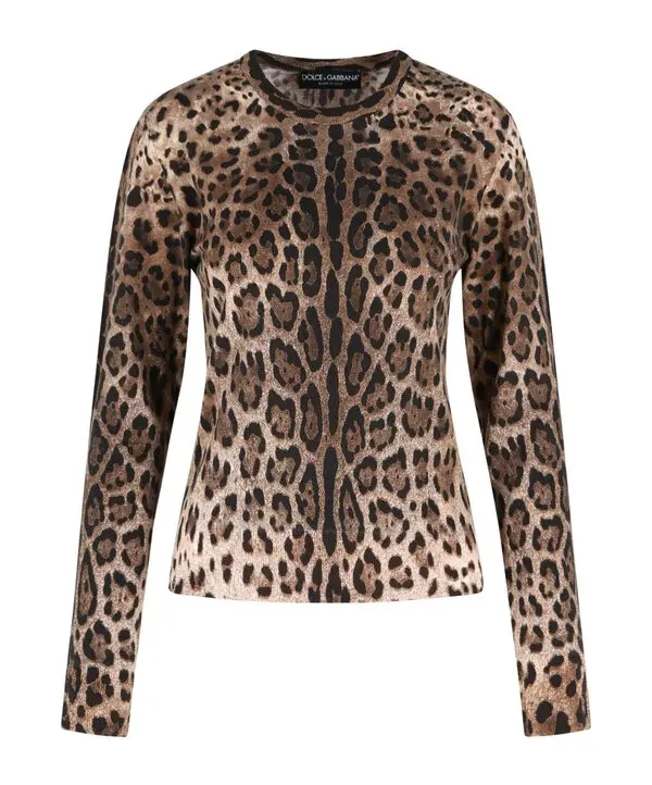 Dolce & Gabbana Dolce Gabbana Leopard Printed Knitted Jumper - Brown