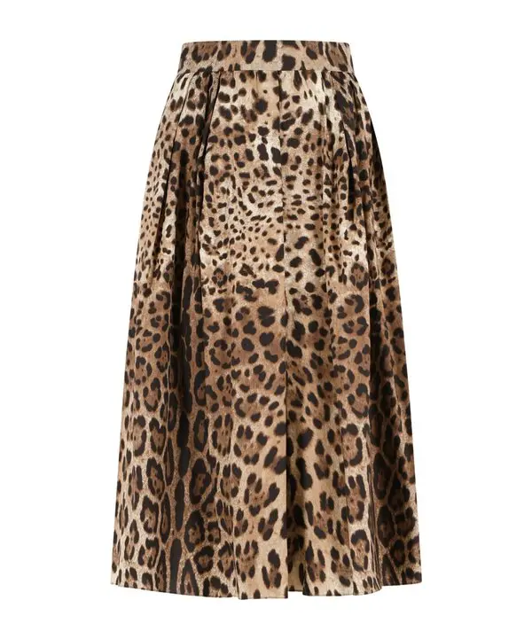 Dolce & Gabbana Dolce Gabbana Leopard Printed Midi Skirt - Brown