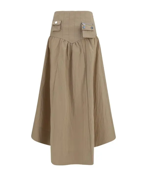 GANNI Midi Corset Skirt - Brown