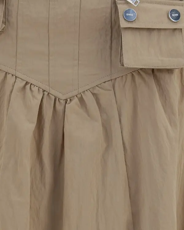 GANNI Corset-detail And Ruched Midi Skirt