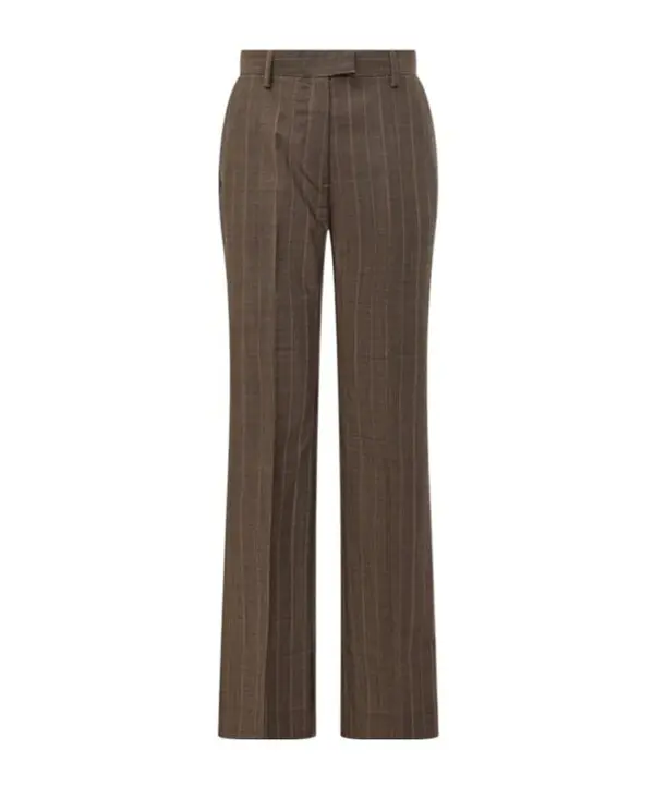 GANNI Pinstripe Tailored Straight-leg Trousers - Brown