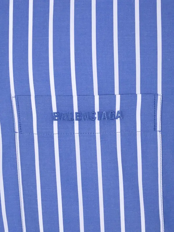 Balenciaga Striped Embroidered Long-sleeve Shirt