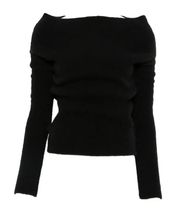 Rick Owens Off-shoulder Ribbed-knit Sweater